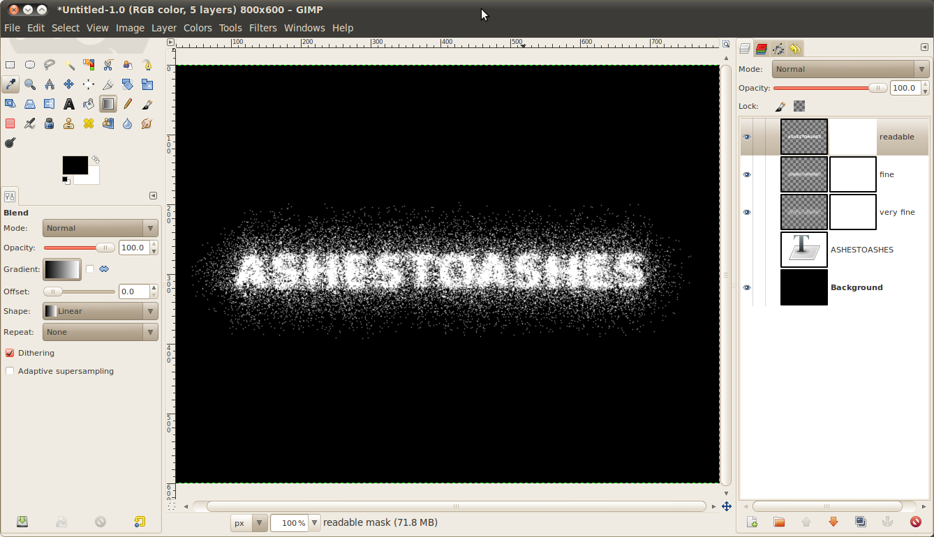 Ashes To Ashes Dust To Dust Dissolve Text Into Particles Tutorials Gimpusers
